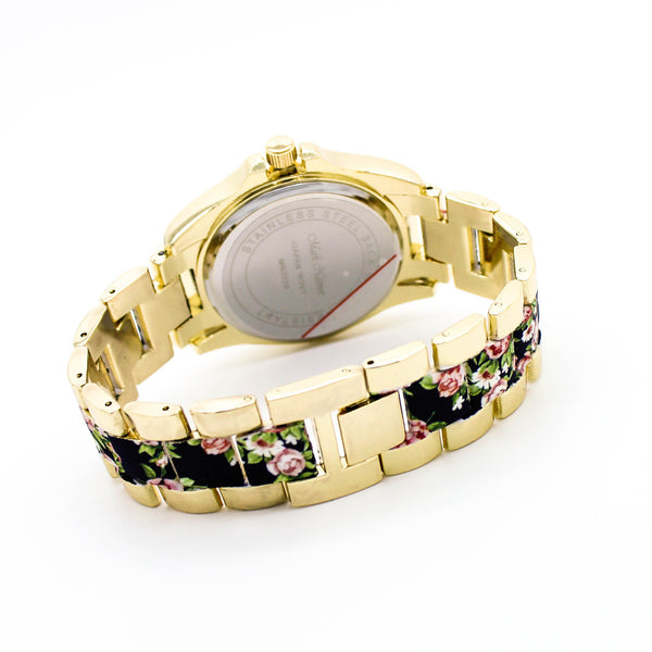 Flower print metal watch (2 colors) - Imsmistyle